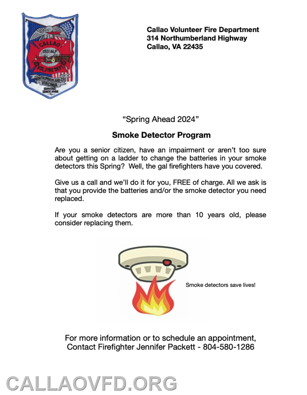 "Spring Ahead 2024" Smoke Detector Program - Callao Volunteer Fire ...